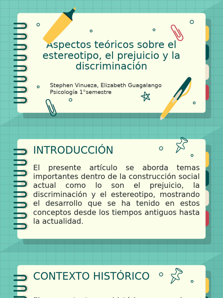 Aspectos Teóricos Sobre El Estereotipo, El Prejuicio y La ...