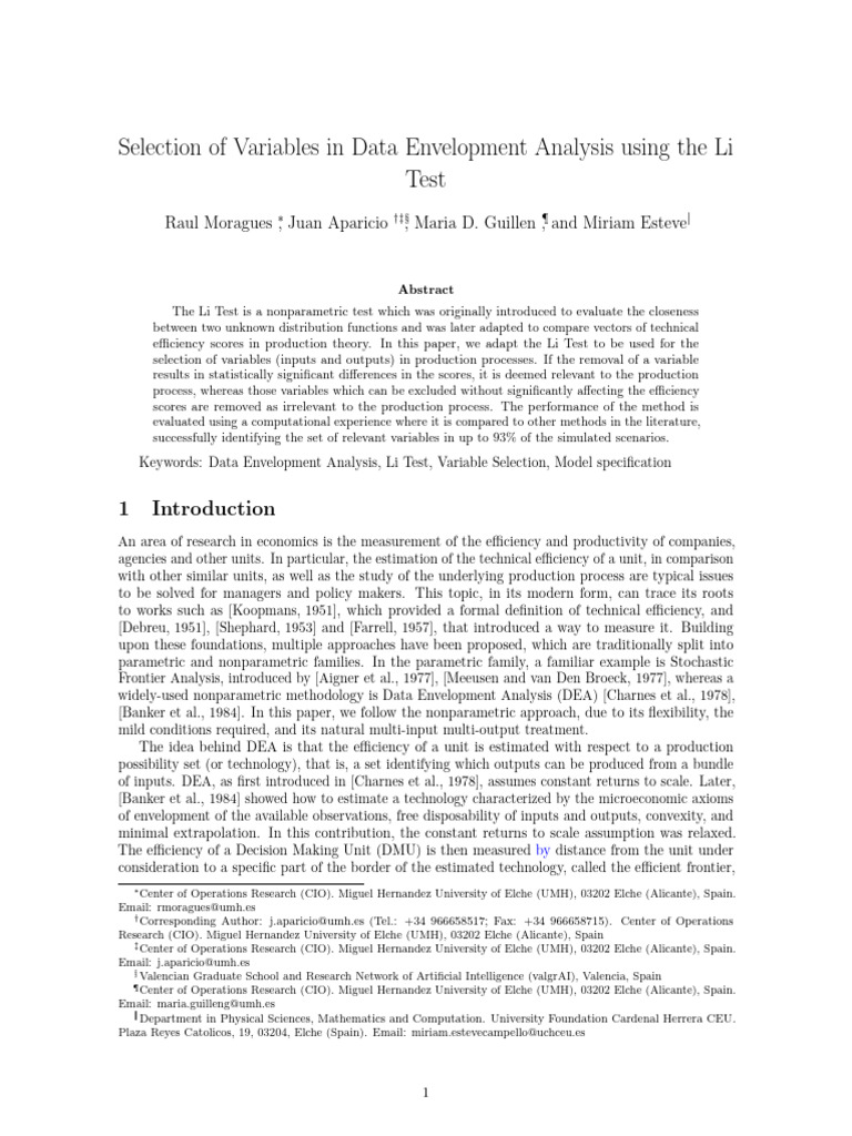 DEA Li test | PDF | Bootstrapping (Statistics) | Statistics