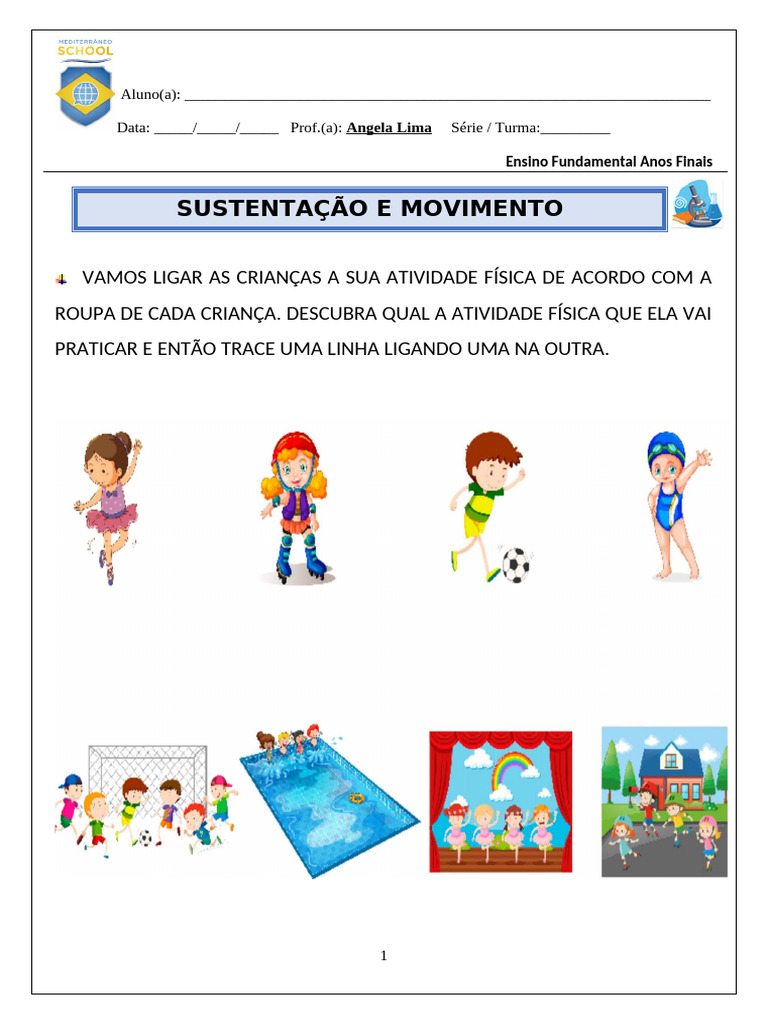 Atividade Ciências Sistema Locomotor E Muscular 6 Ano Pdf