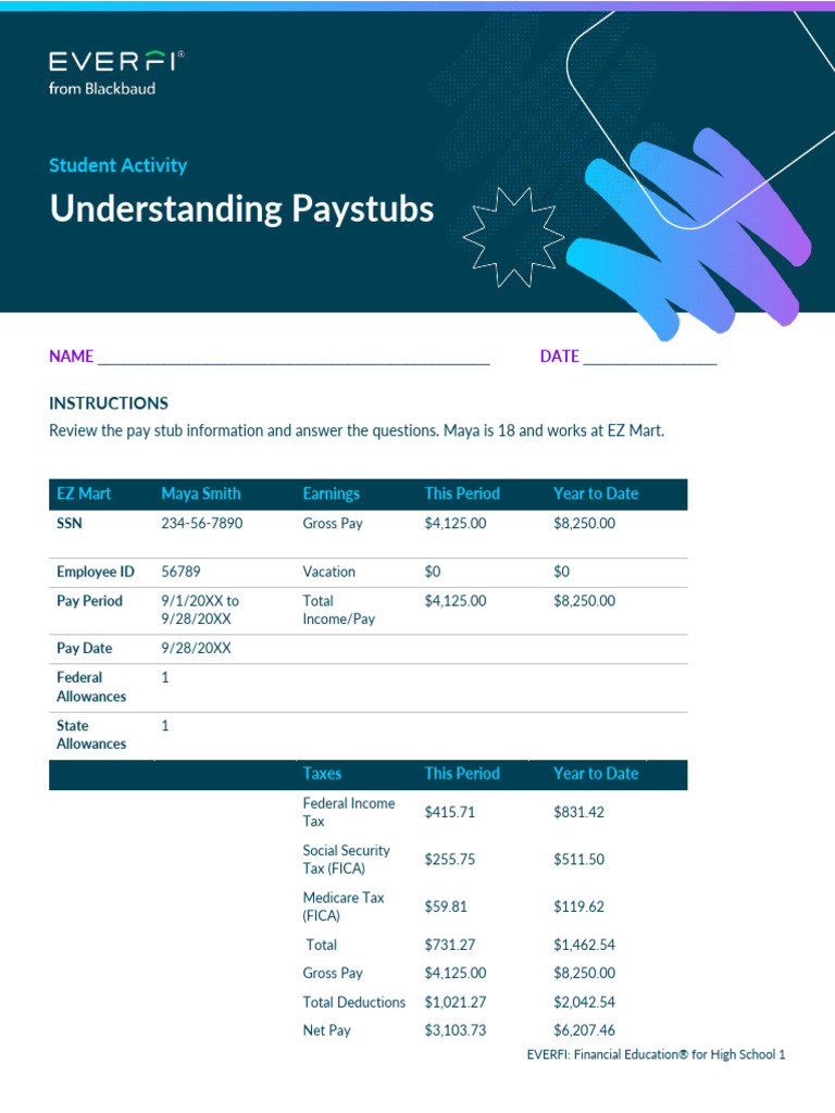 EVERFI FinancialLiteracy BeginningEmployment StudentActivity 1 | PDF