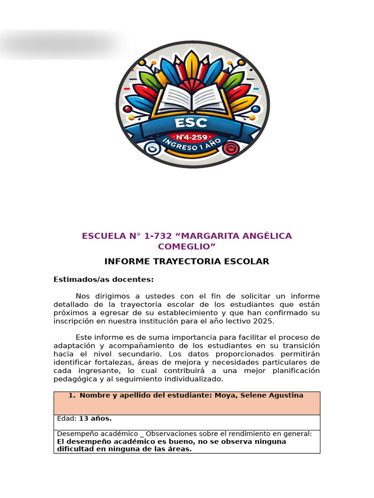 Margarita Comeglio Informe Séptimo | PDF | Aprendizaje