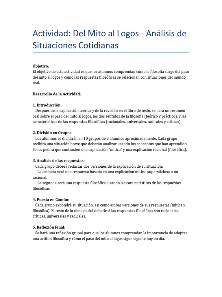 Del Mito al Logos: Análisis y Reflexión | PDF | Creencia religiosa y ...