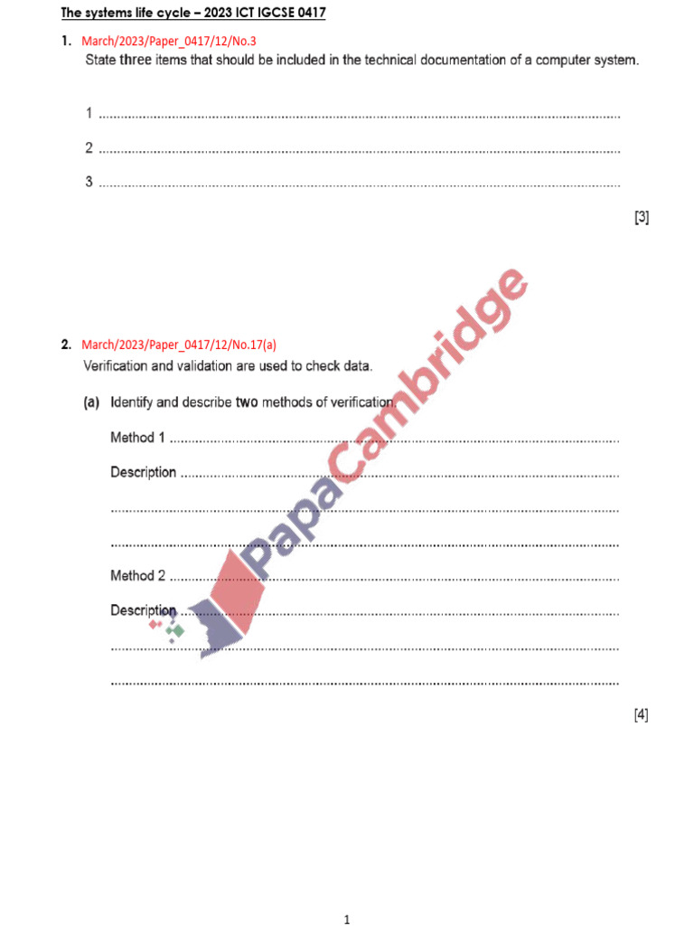2023 The Systems Life Cycle Igcse Ict 0417 Pdf