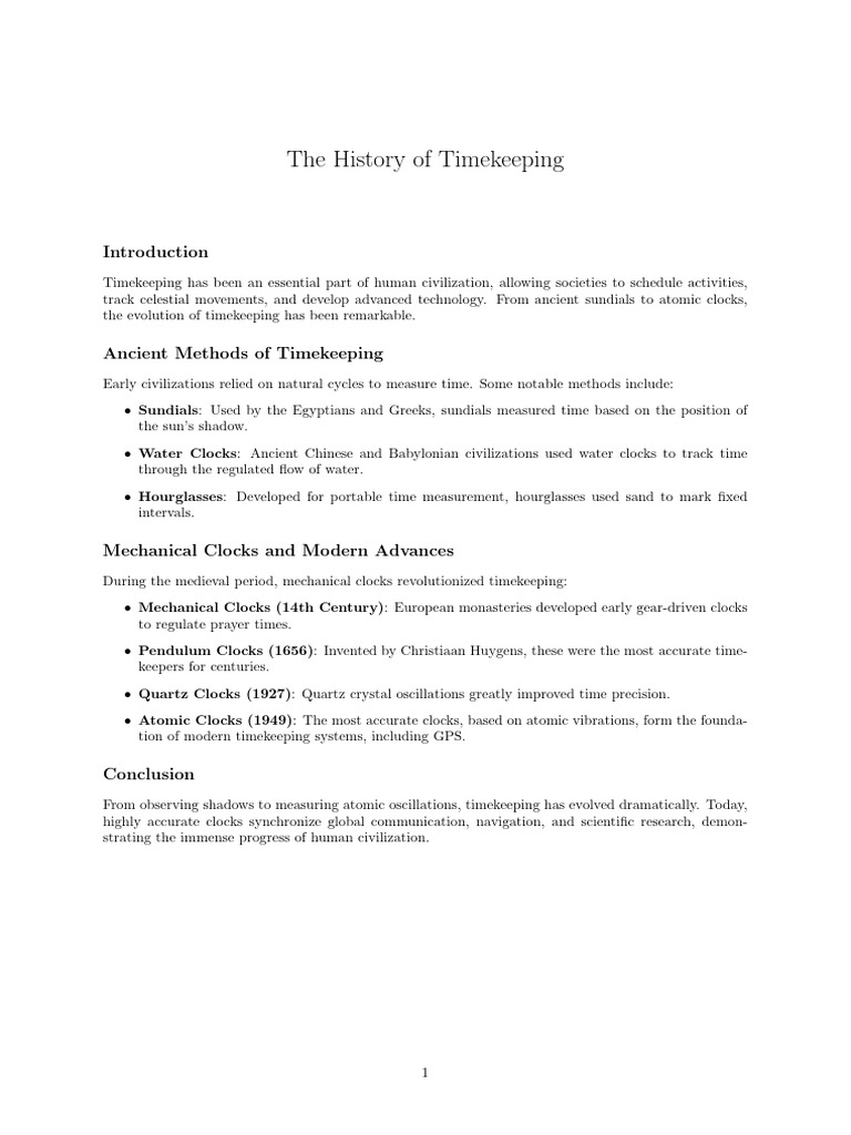The History of Timekeeping | PDF