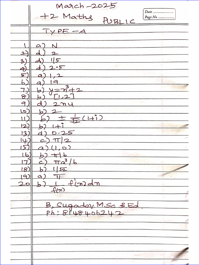 12th Maths EM Public Exam March 2025 Answer Key English Medium PDF ...