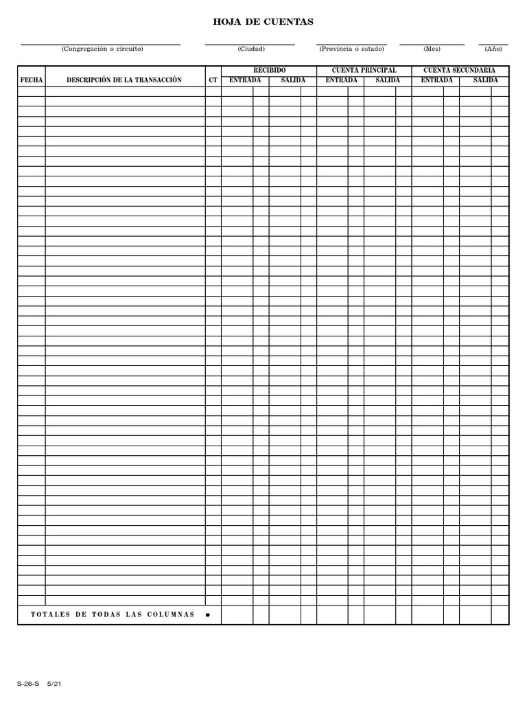 Formato de Hoja de Cuentas | PDF | Bancos | Cheque
