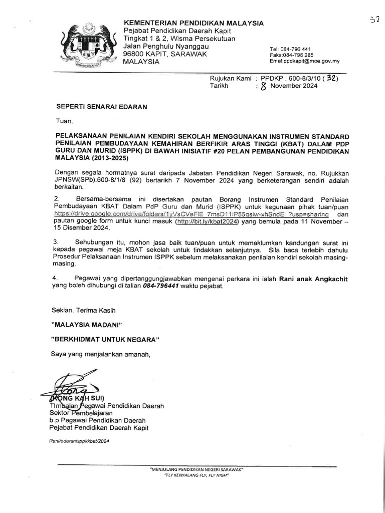 2024 - Edaran Isppk Kbat November 2024 | PDF