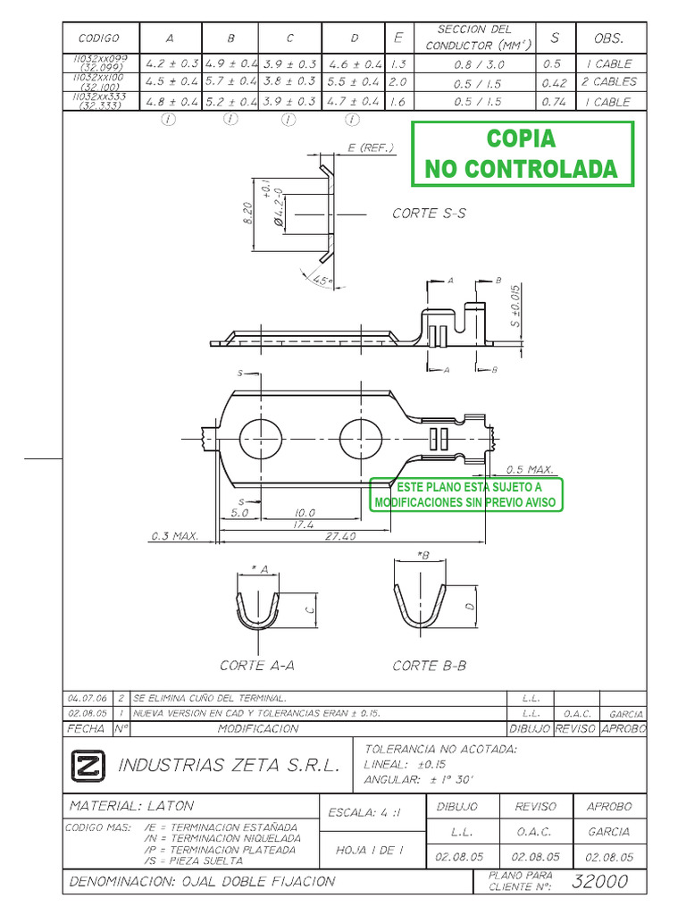 Copia No Controlada: Este Plano Esta Sujeto A Modificaciones Sin Previo ...