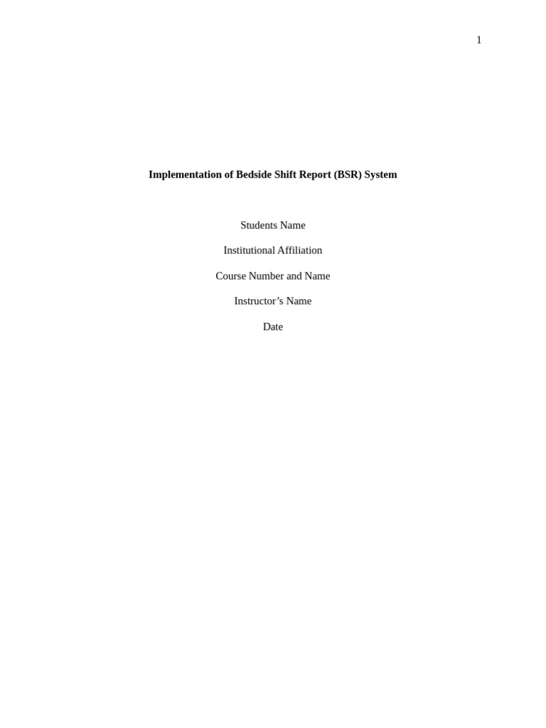 Bedside Shift Report System Implementation | PDF | Patient Safety ...