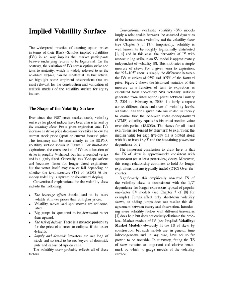 Implied Volatility Surface | PDF | Volatility (Finance) | Option (Finance)
