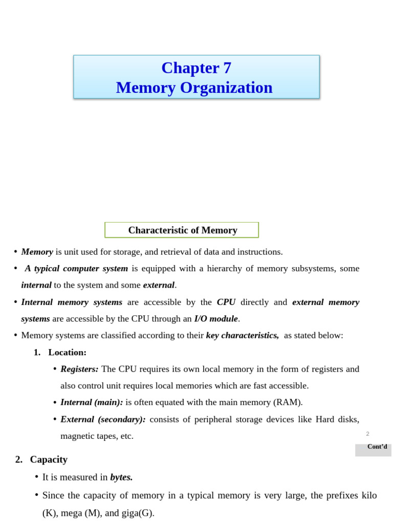 Chapter 7 Memory Organization | PDF | Computer Data Storage | Random Access Memory