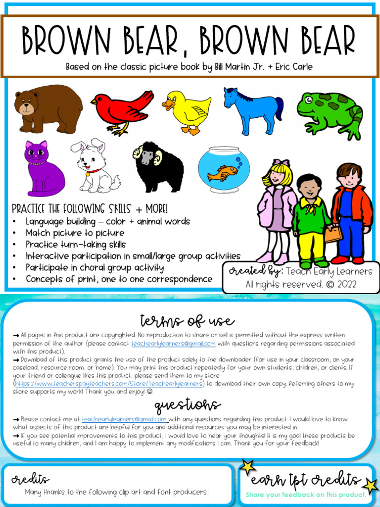 Brown Bear Learning Activities Guide | PDF