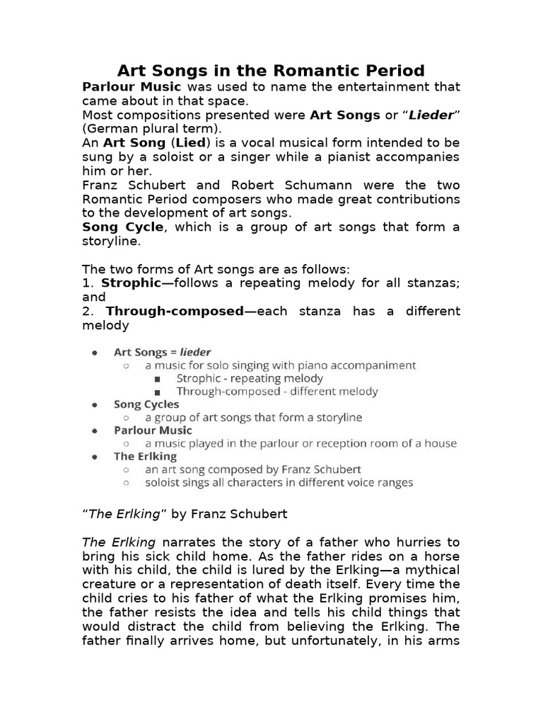 Art Songs and "The Erlking" Explained | PDF