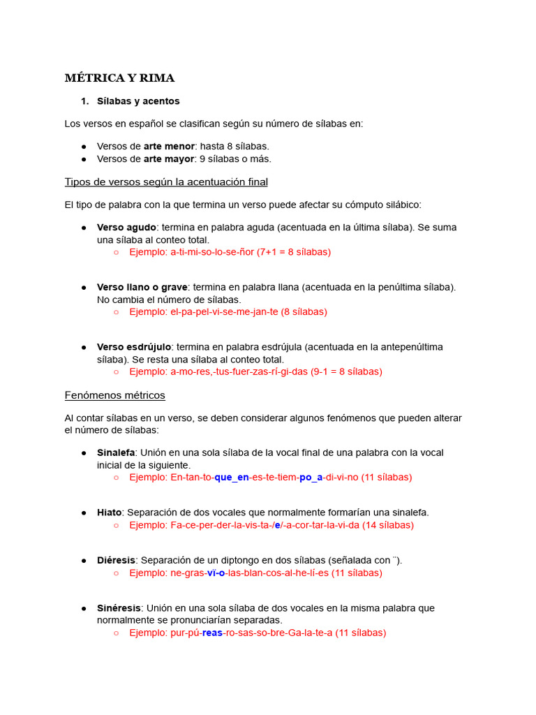 Métrica y Rima en Poesía Española | PDF | Sílaba | Rima