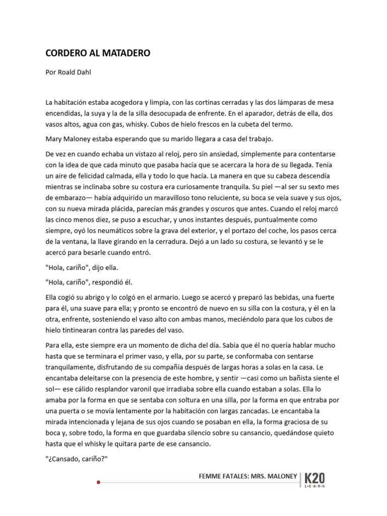 Short Story Lamb To The Slaughter by Roald Dahl-Femme Fatales The ...