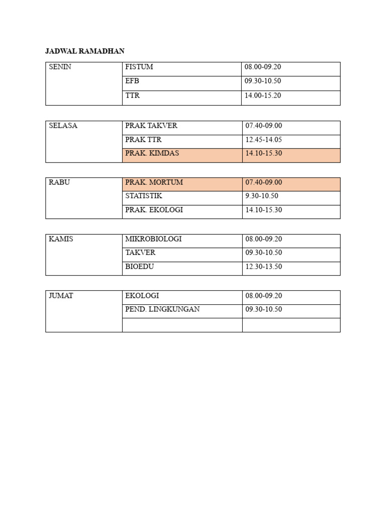 Jadwal Sem 4 | PDF