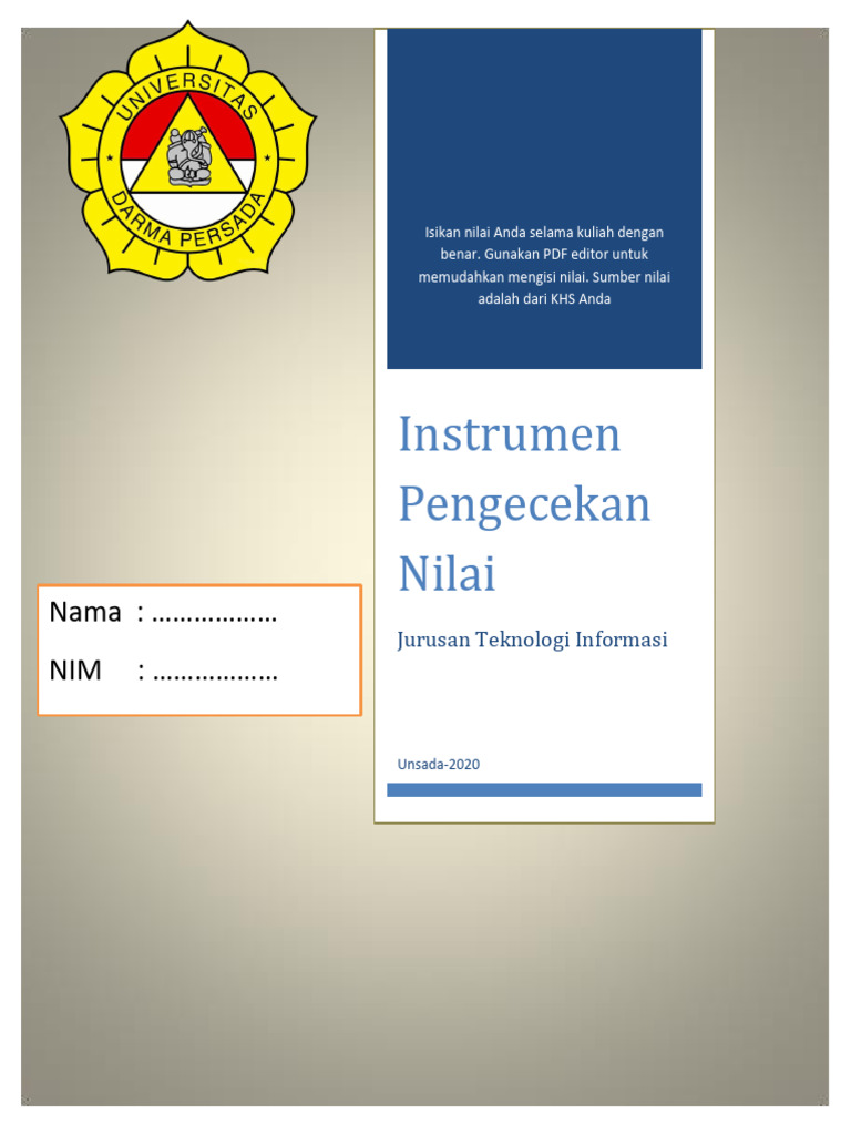 Panduan Pengisian Nilai KHS TI 2020 | PDF
