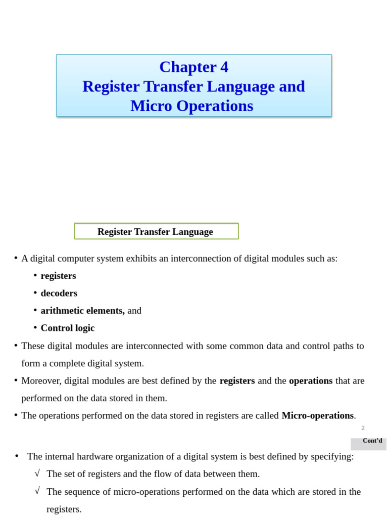 Chapter 4 Register Transfer Language and Micro Operations | PDF | Bit | Central Processing Unit