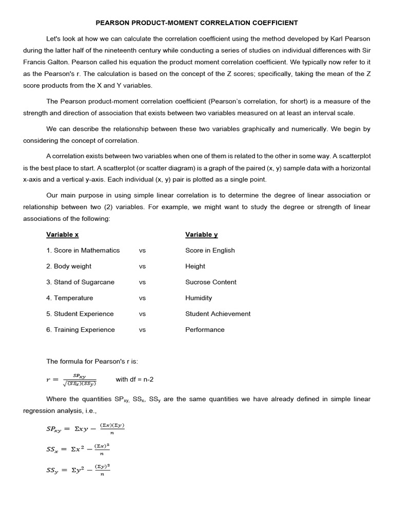 Pearson Product Moment Correlation | PDF | Student's T Test | Scatter Plot