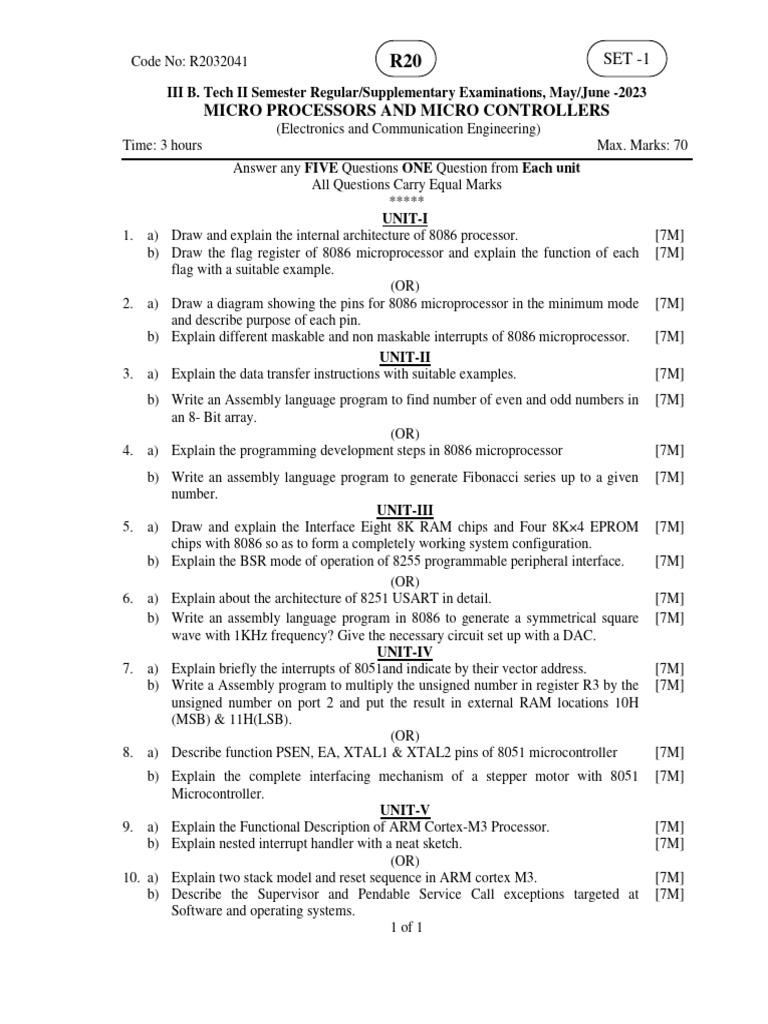 Microprocessors & Controllers Exam Guide | PDF | Microcontroller ...