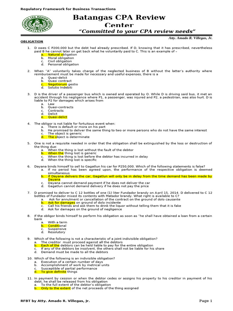 Review Material in Law 1 2021 | PDF | Legal Liability | Void (Law)