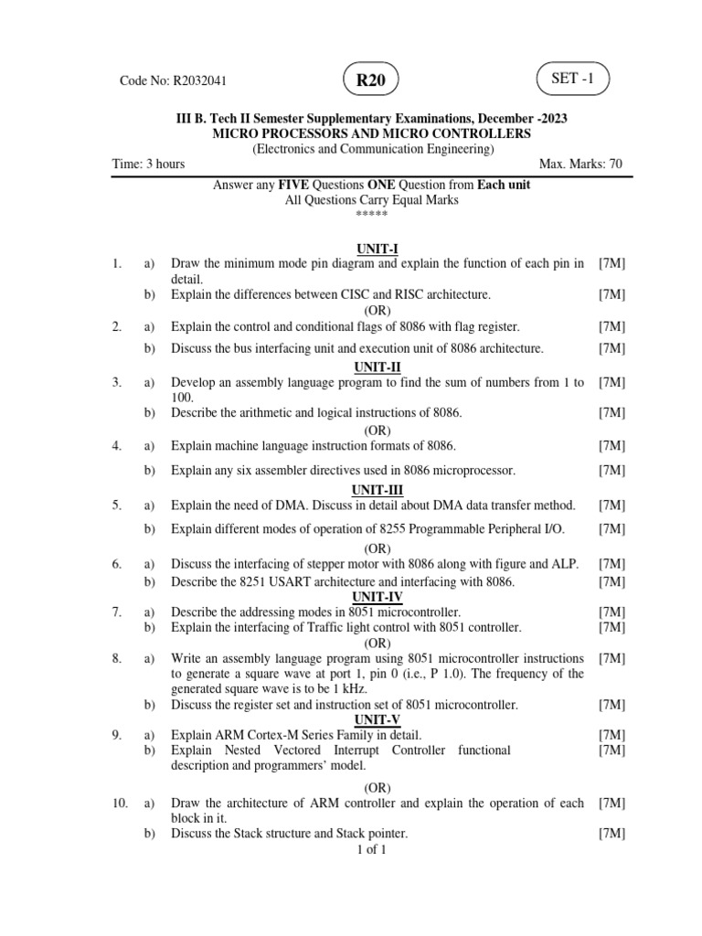 Micro Processors and Micro Controllers Dec 2023 Ece | PDF | Microcontroller | Microprocessor