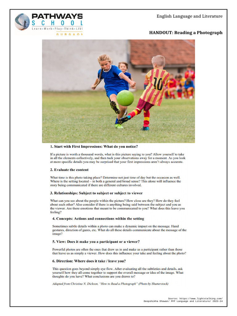 Handout-Reading A Photograph | PDF | Composition (Visual Arts) | Body ...