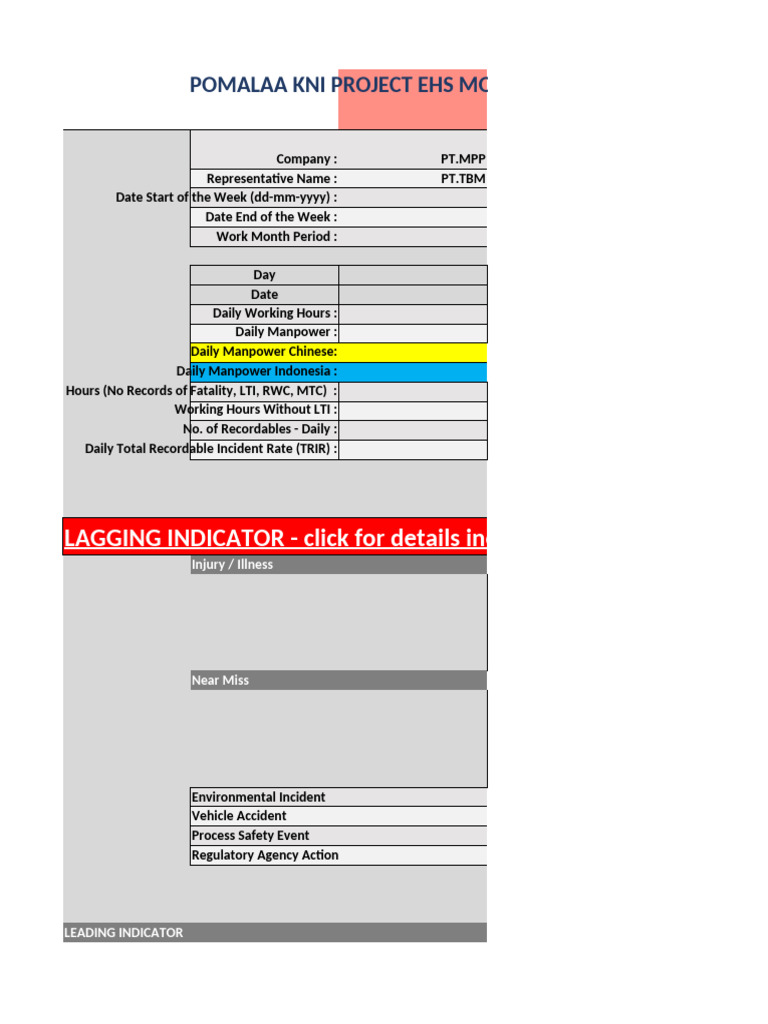 Form_Monthly_Manhours_HSE_Report_Desember- PT TBM | PDF | Labor Relations | Hazards
