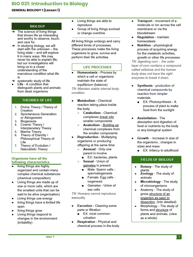 BIO 021 - Lesson 1.2 - Introduction To Biology-2 | PDF | Biology ...