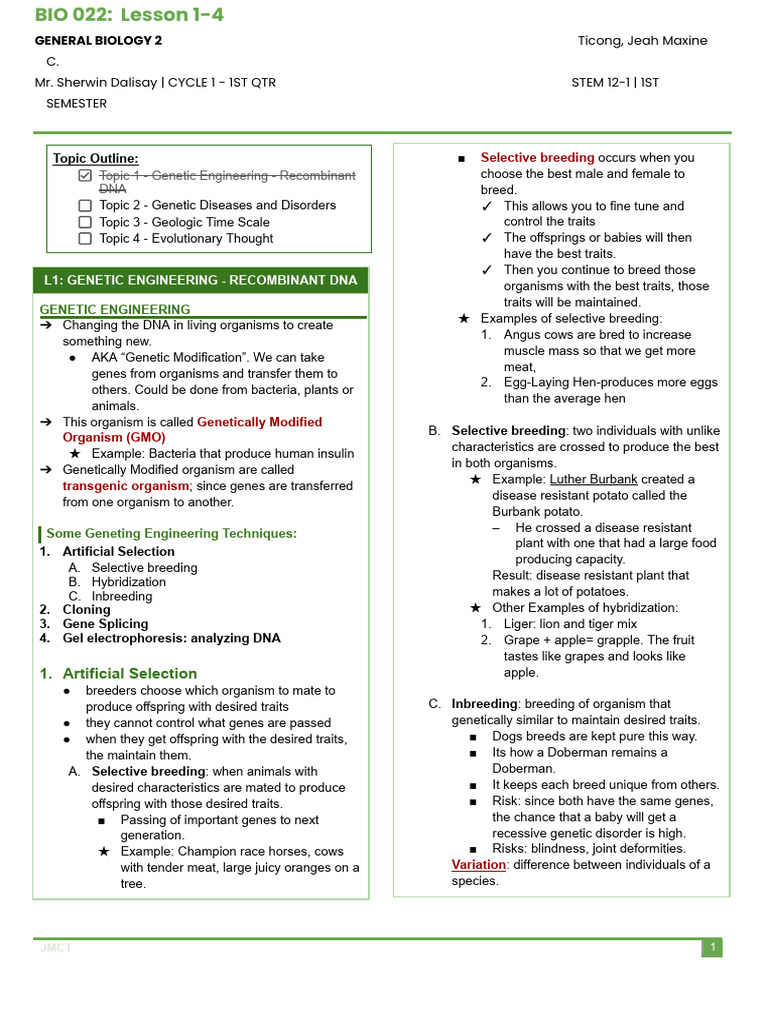 BIO2 - 1st Quarter - BOX | PDF | Genetic Disorder | Genetically ...