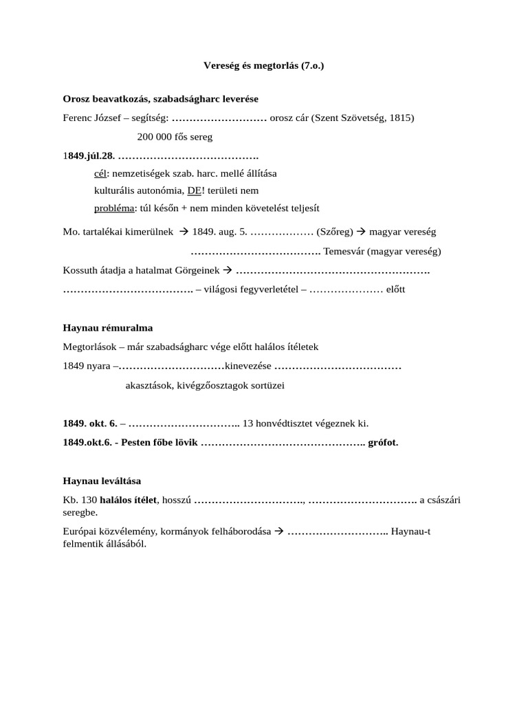 Vereség És Megtorlás Kieg | PDF