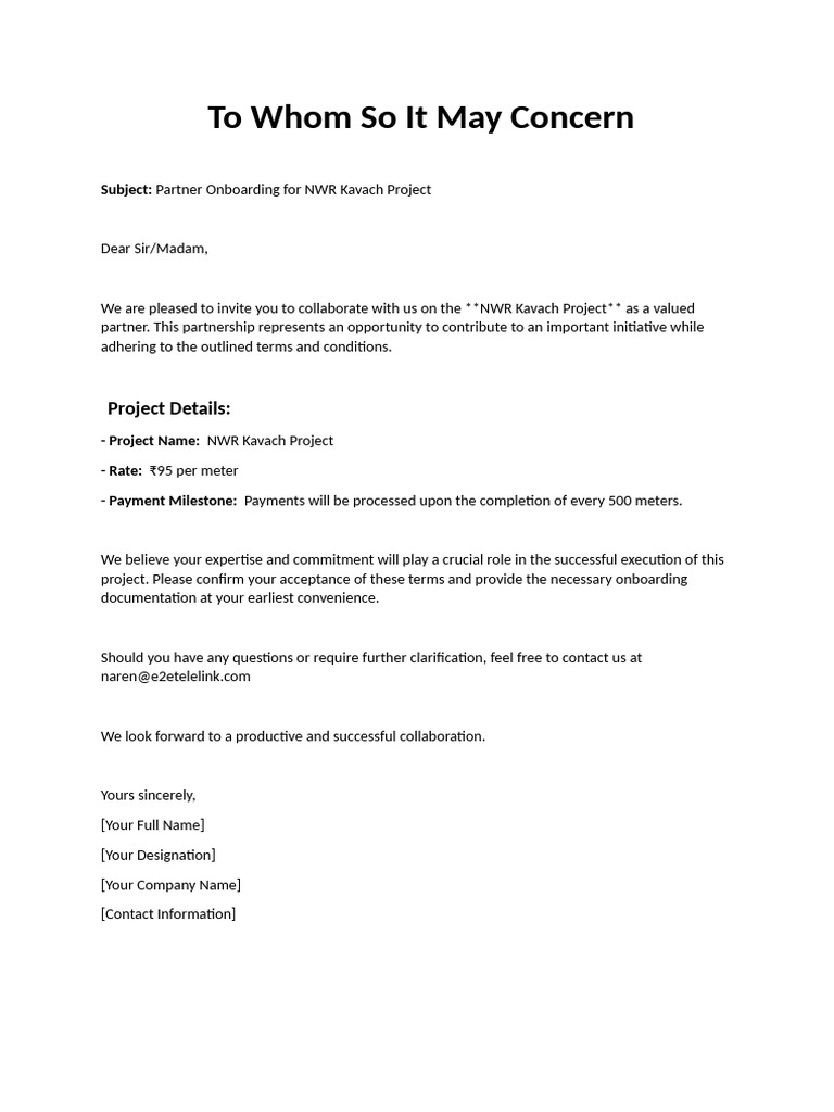 To Whom So It May Concern - NWR Project | PDF