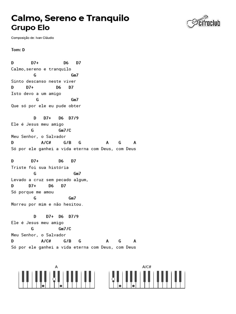 Calmo, Sereno e Tranquilo (Teclado) | PDF