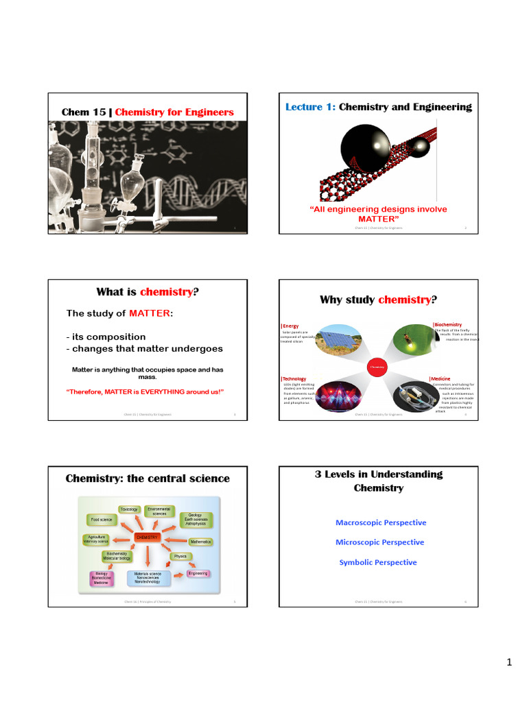 CHEM 15 Lec 1 Introduction To Chemistry | PDF | Chemistry | Matter