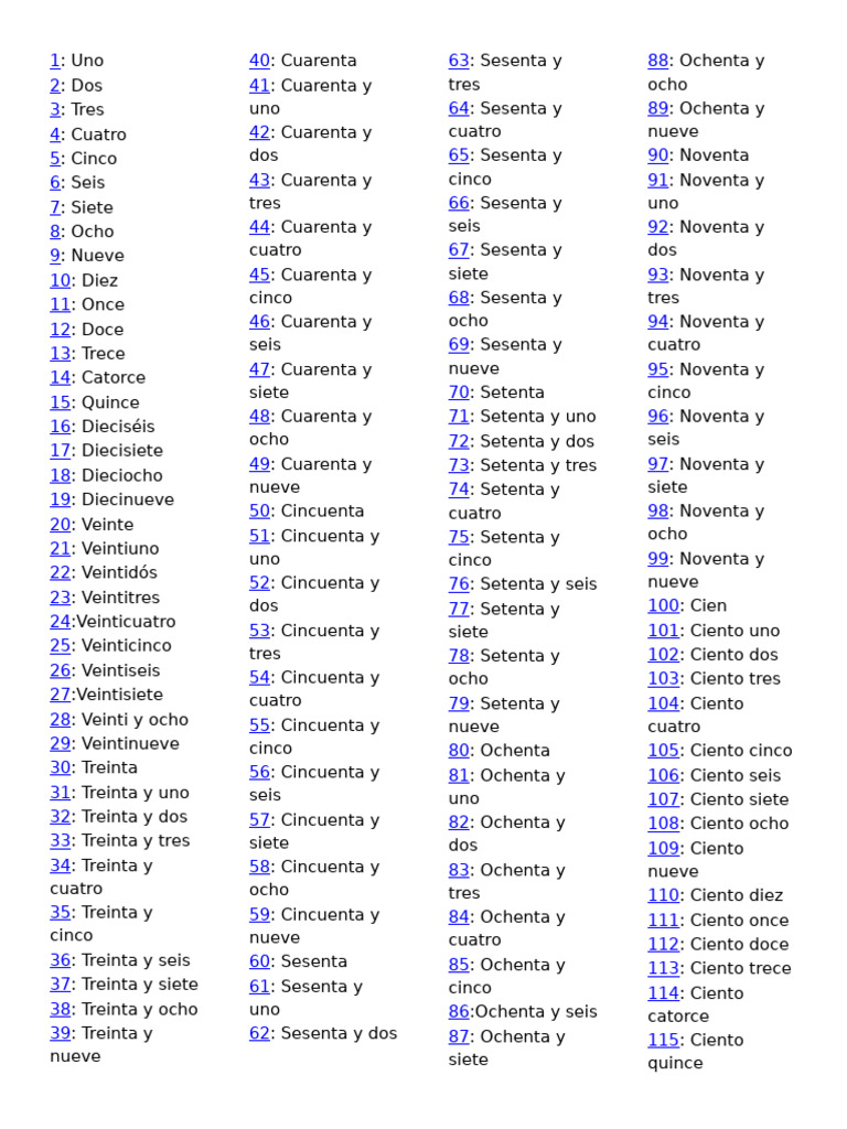Numeros Del 1 Al 1000 | PDF