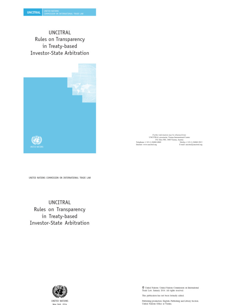 5d. UNCITRAL Rules On Transparency - INVESTOR STATE ARBIT. | PDF | Arbitration | Treaty