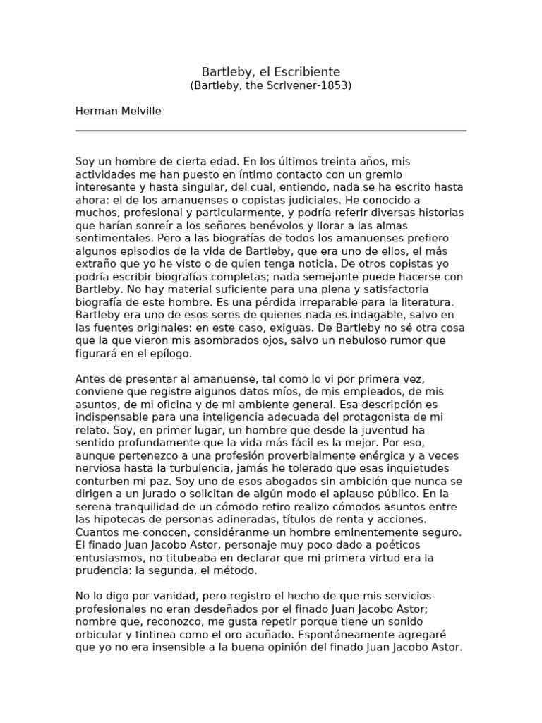 Bartleby, El Escribiente-Herman Melville | PDF | Bartleby, The Scrivener