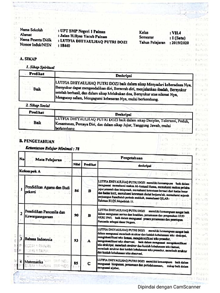 Rapor Semester 1 | PDF