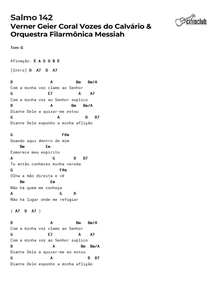 Com A Minha Voz Clamo Ao Senhor - Salmo 142 | PDF