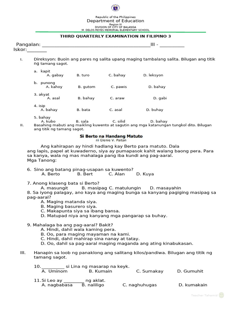 Pangalan: - III - Iskor | PDF
