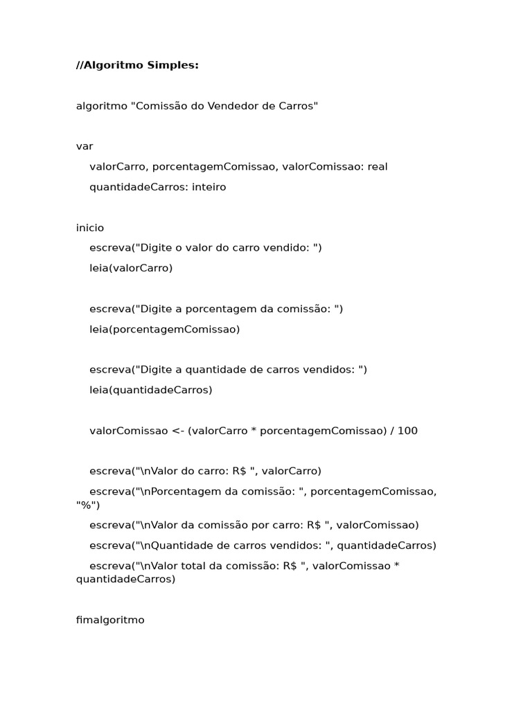 Algoritmo Simples e Com Condicional | PDF