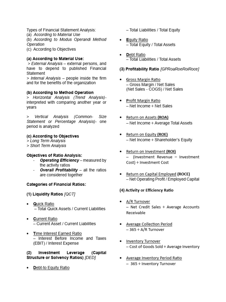 Types of Financial Statement Analysis | PDF | Revenue | Interest