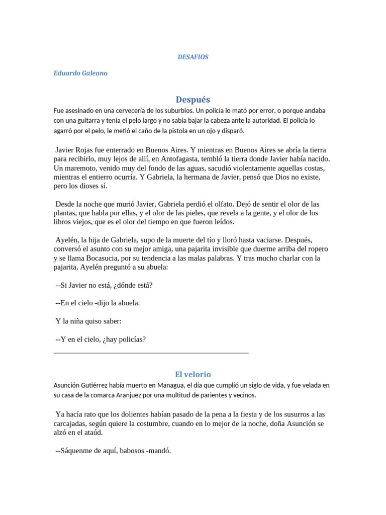 Eduardo Galeano.Cuentos- | PDF | Ciencias de la Tierra