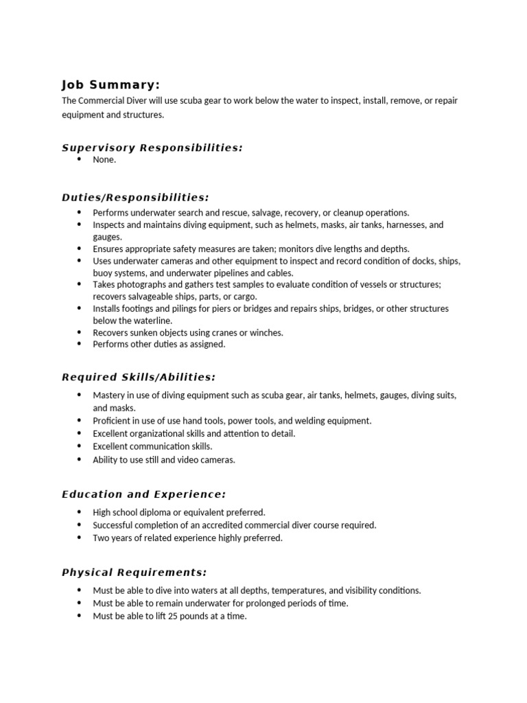 Commercial Diver | PDF