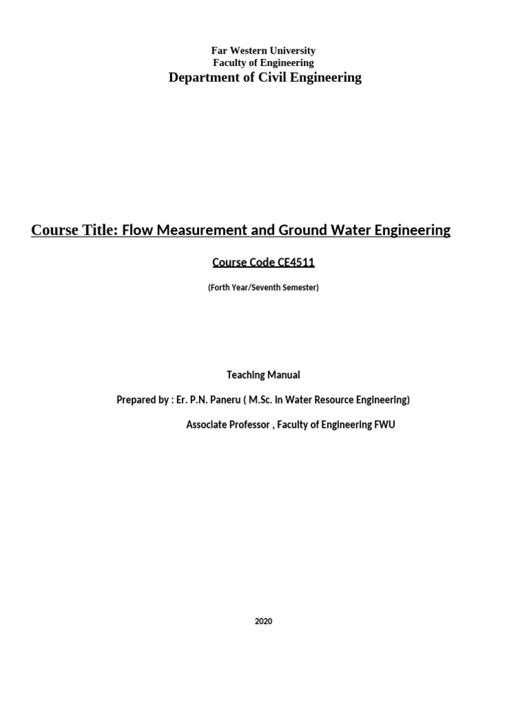 Flow Measurement in Civil Engineering | PDF | Discharge (Hydrology ...