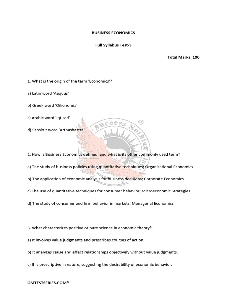 Economics Practice Test Paper | PDF | Utility | Demand