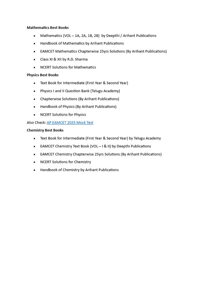 Best Books For Eamcet | PDF