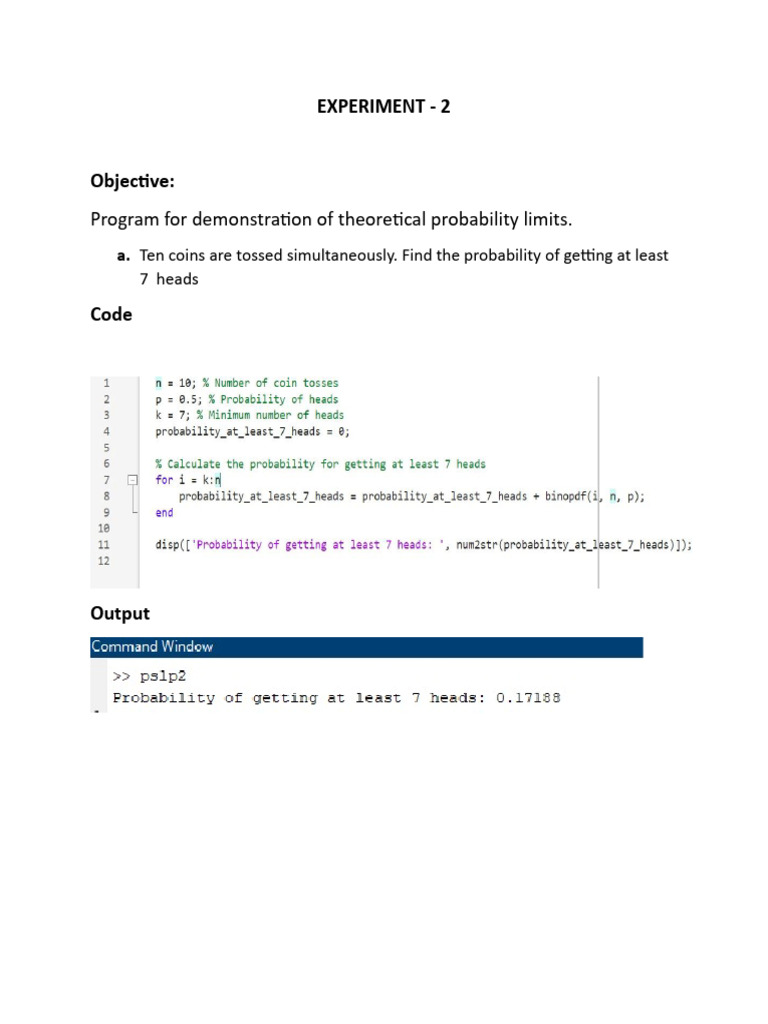 Probability Experiments with Coins and Dice | PDF