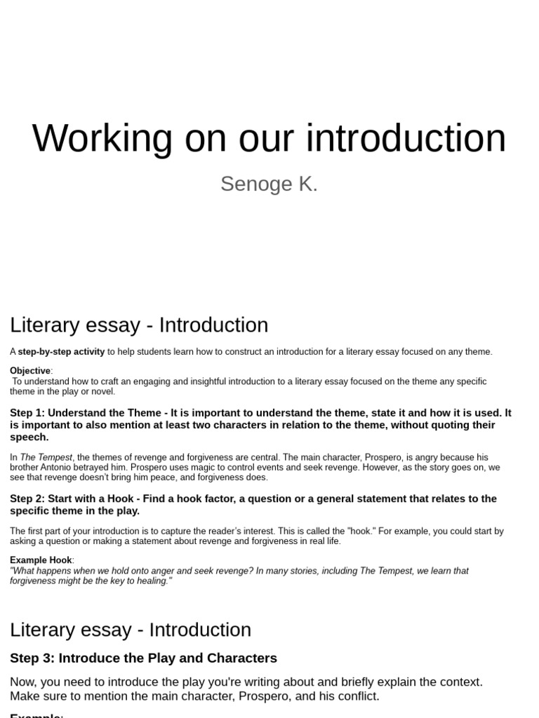 Literary Essay - Introduction | PDF | The Tempest | Forgiveness