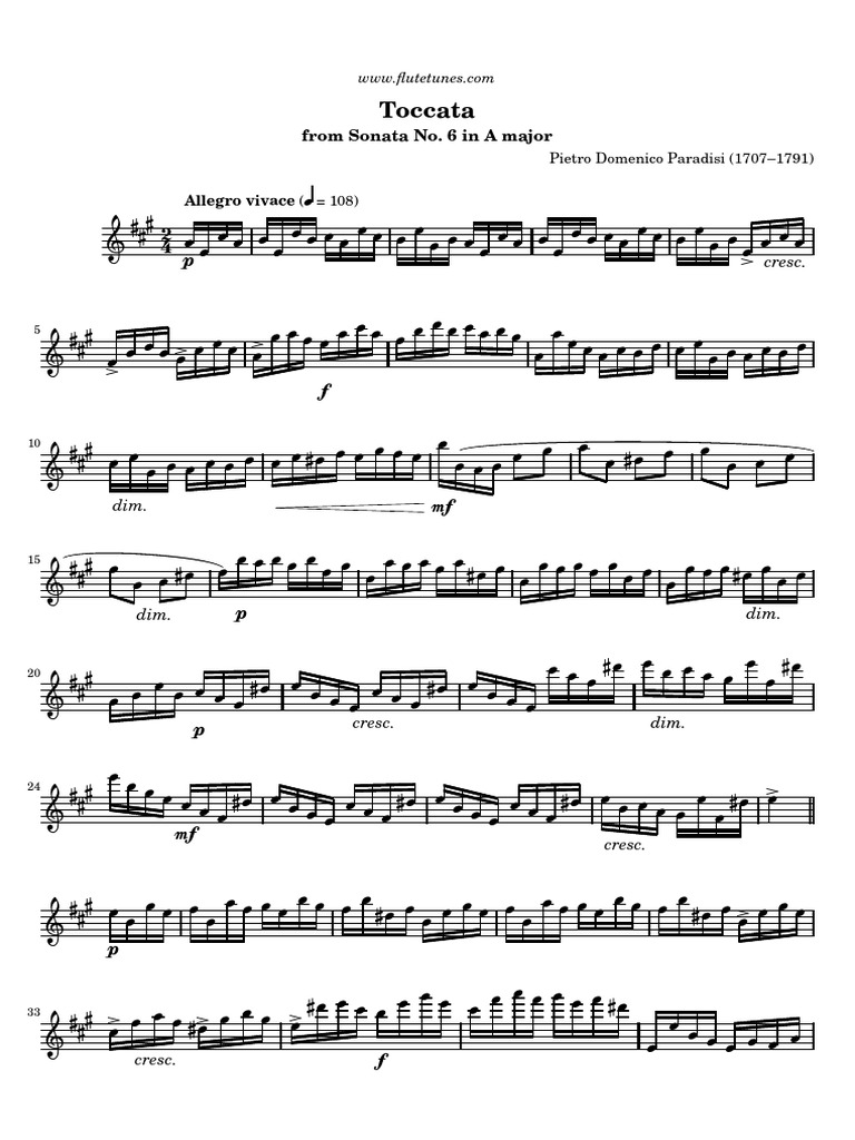 Paradisi Sonata No6 Toccata | PDF | Classical Music | Musical Forms
